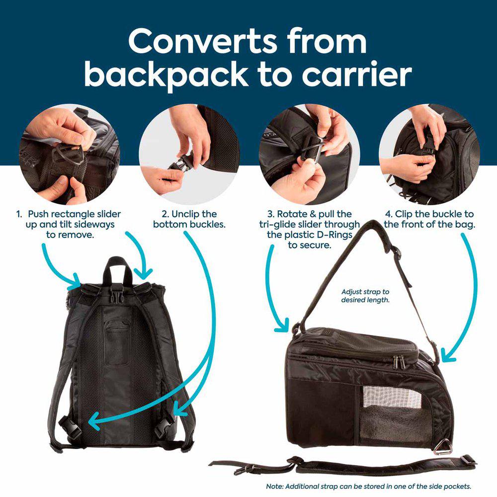 Sherpa Bag Deluxe transportveske og ryggsekk Svart 43x26,5x26,5cm | PetXL