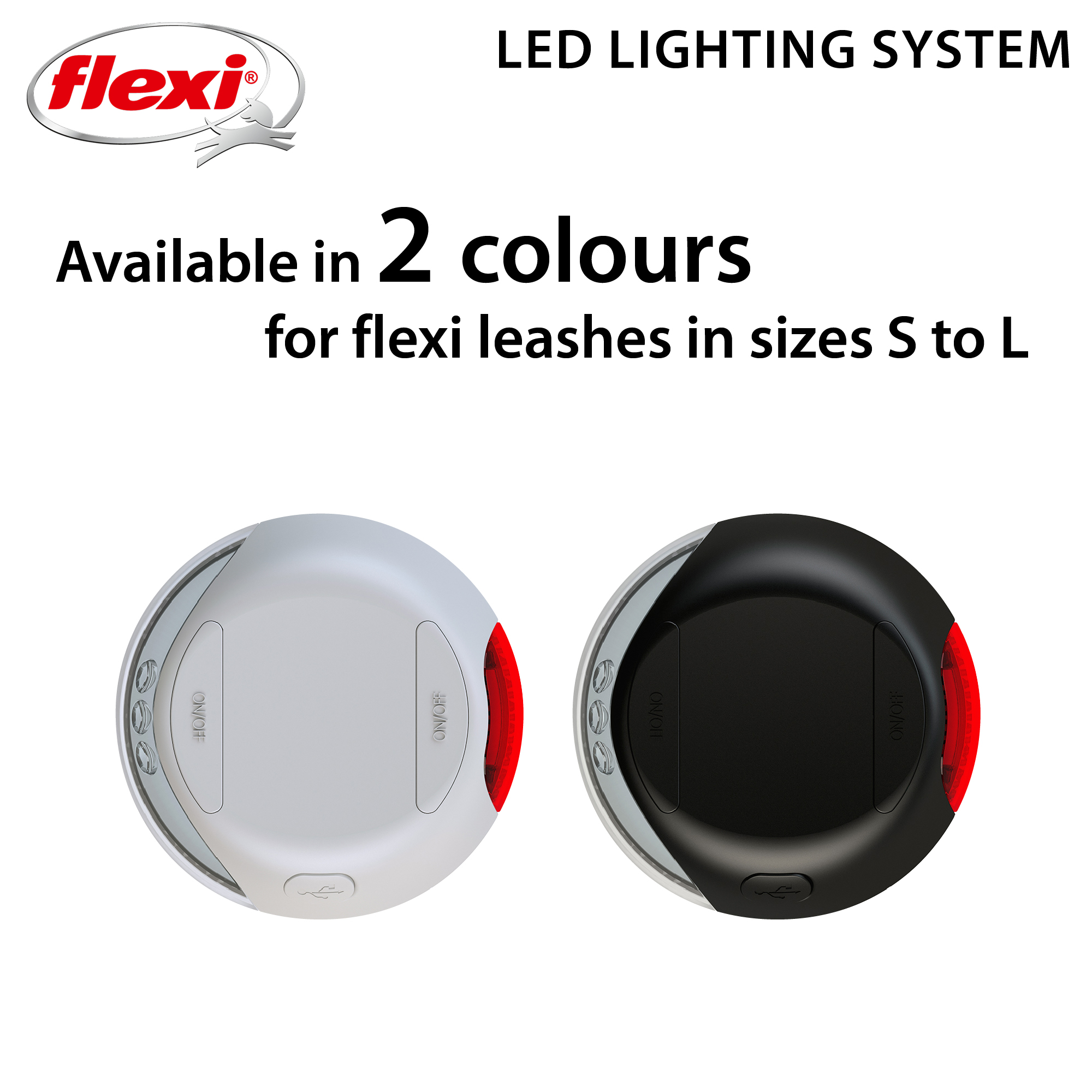 Flexi LED-belysningssystem integrert med batteri + USB, svart | PetXL