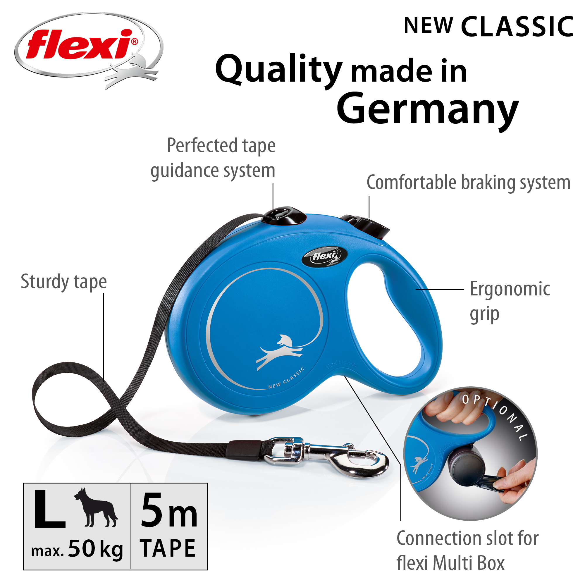Flexi Rullebånd New Classic Tape Blue | PetXL